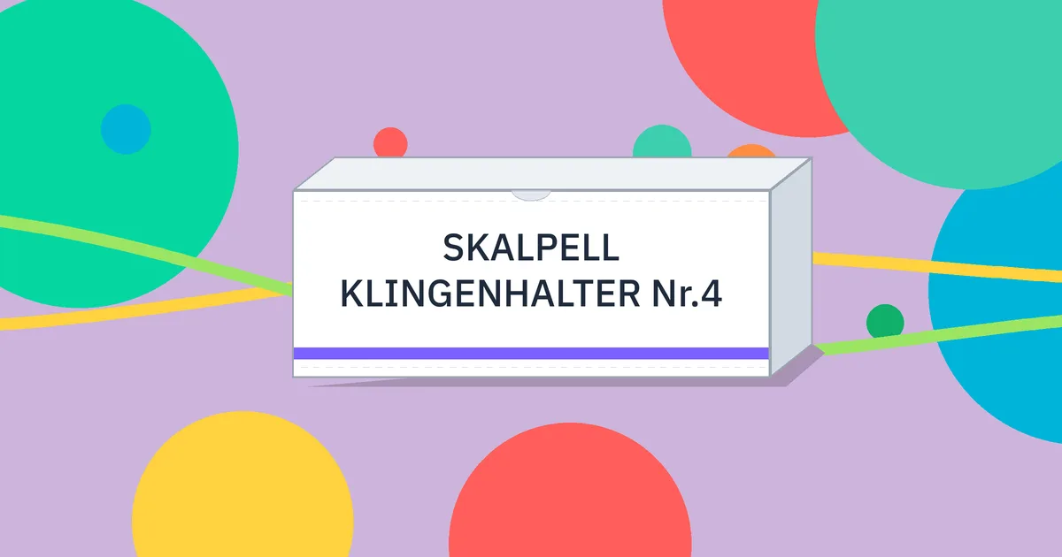 Symbolbild: Packung mit der Aufschrift SKALPELL KLINGENHALTER Nr.4 (PZN 00392046) – Verfügbarkeit und Bezug in Apotheken in Frankfurt am Main