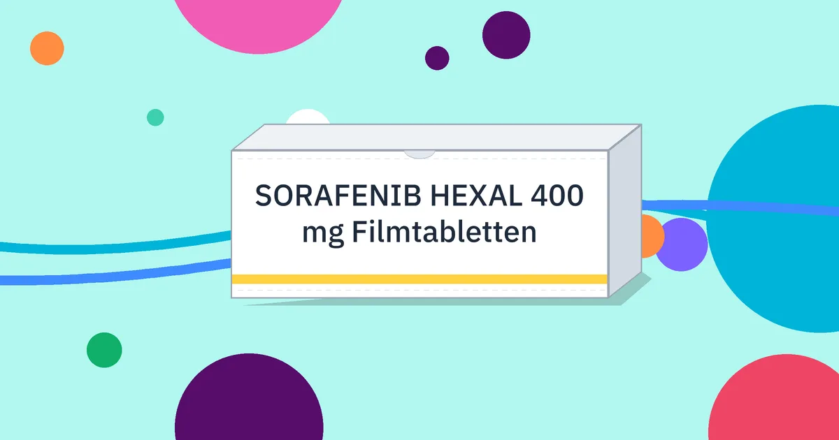Symbolbild: Packung mit der Aufschrift SORAFENIB HEXAL 400 mg Filmtabletten (PZN 16909089) – Verfügbarkeit und Bezug in Apotheken in Frankfurt am Main
