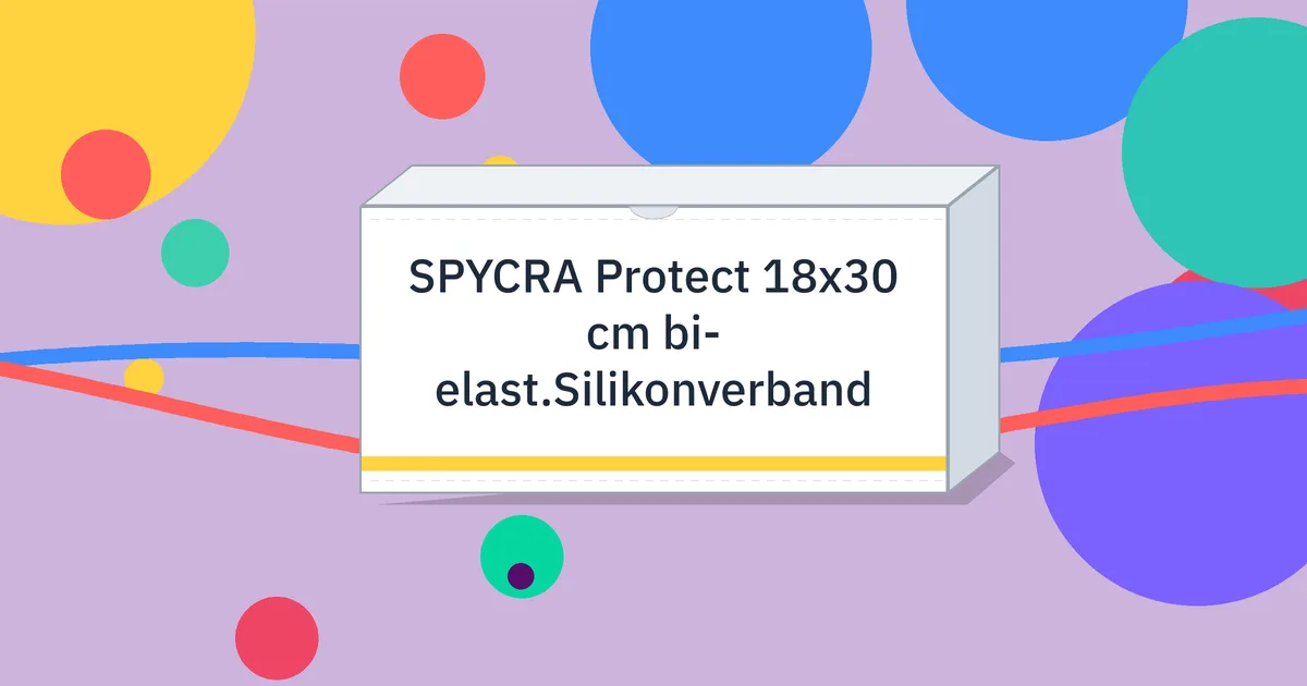 Symbolbild: Packung mit der Aufschrift SPYCRA Protect 18x30 cm bi-elast.Silikonverband (PZN 18038233) – Verfügbarkeit und Bezug in Apotheken in Frankfurt am Main