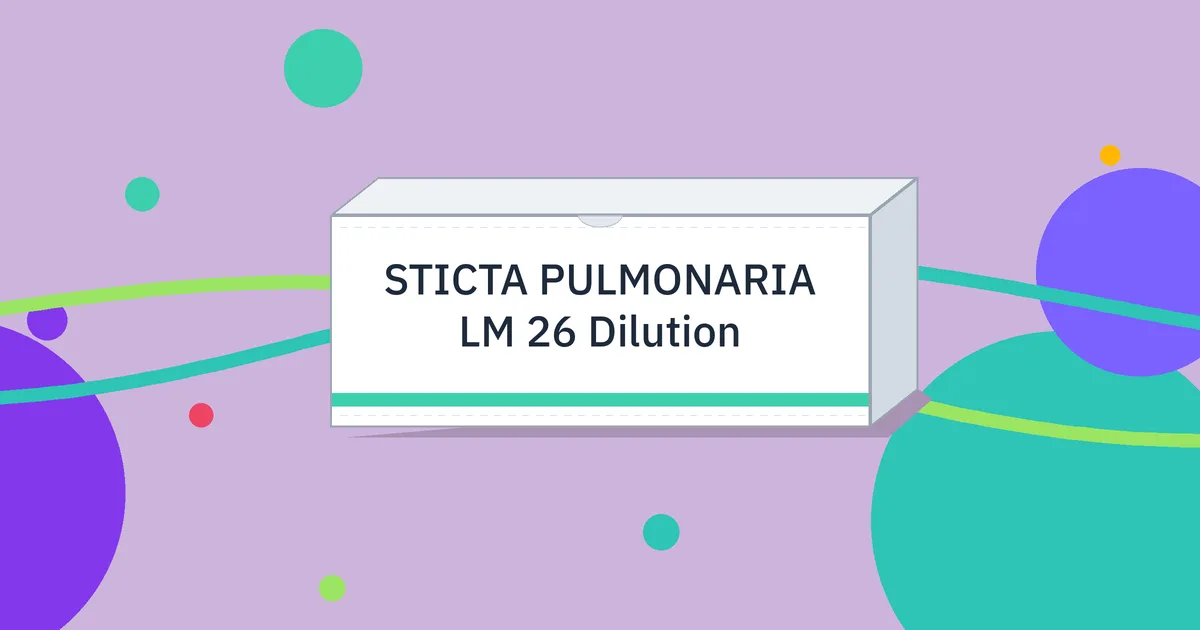 Symbolbild: Packung mit der Aufschrift STICTA PULMONARIA LM 26 Dilution (PZN 13200611) – Verfügbarkeit und Bezug in Apotheken in Frankfurt am Main