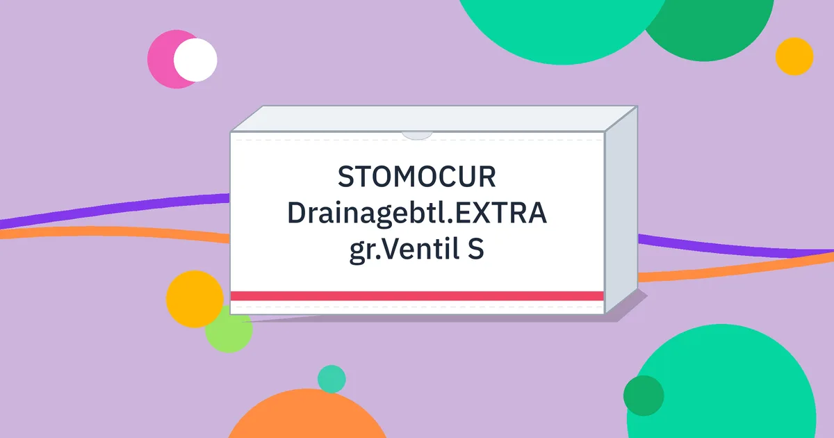Symbolbild: Packung mit der Aufschrift STOMOCUR Drainagebtl.EXTRA gr.Ventil S (PZN 11549166) – Verfügbarkeit und Bezug in Apotheken in Frankfurt am Main