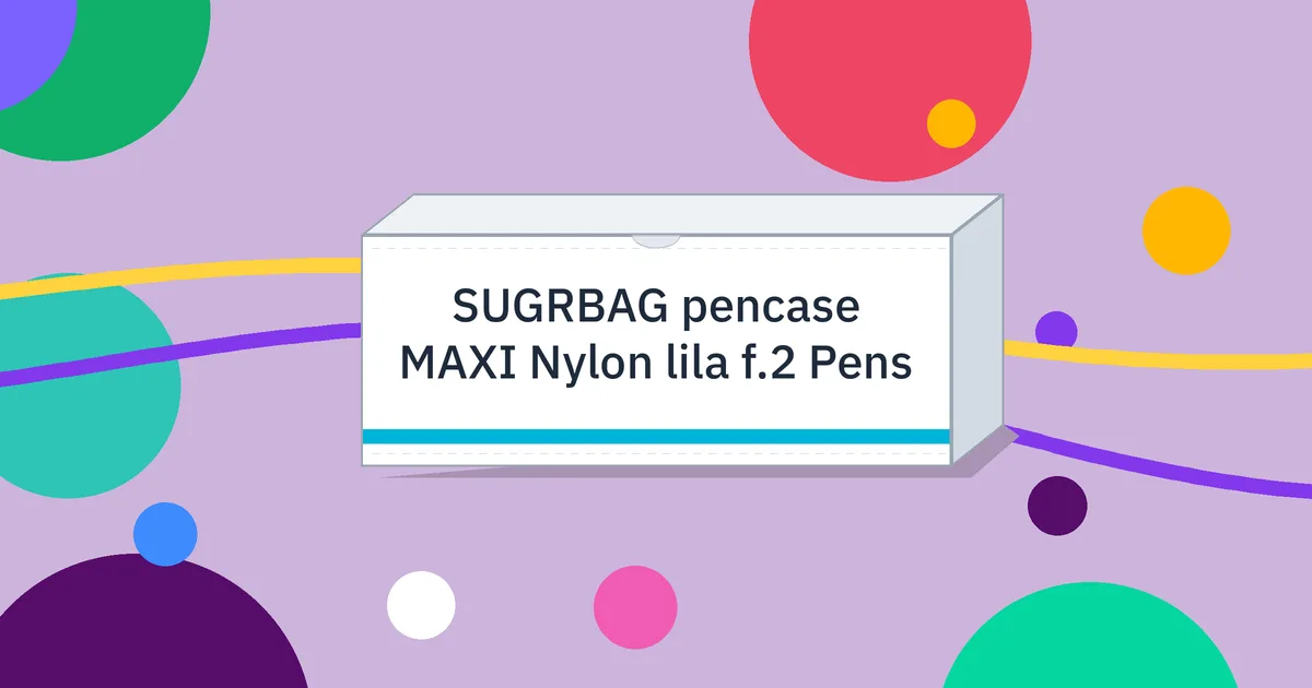 Symbolbild: Packung mit der Aufschrift SUGRBAG pencase MAXI Nylon lila f.2 Pens (PZN 14202380) – Verfügbarkeit und Bezug in Apotheken in Frankfurt am Main