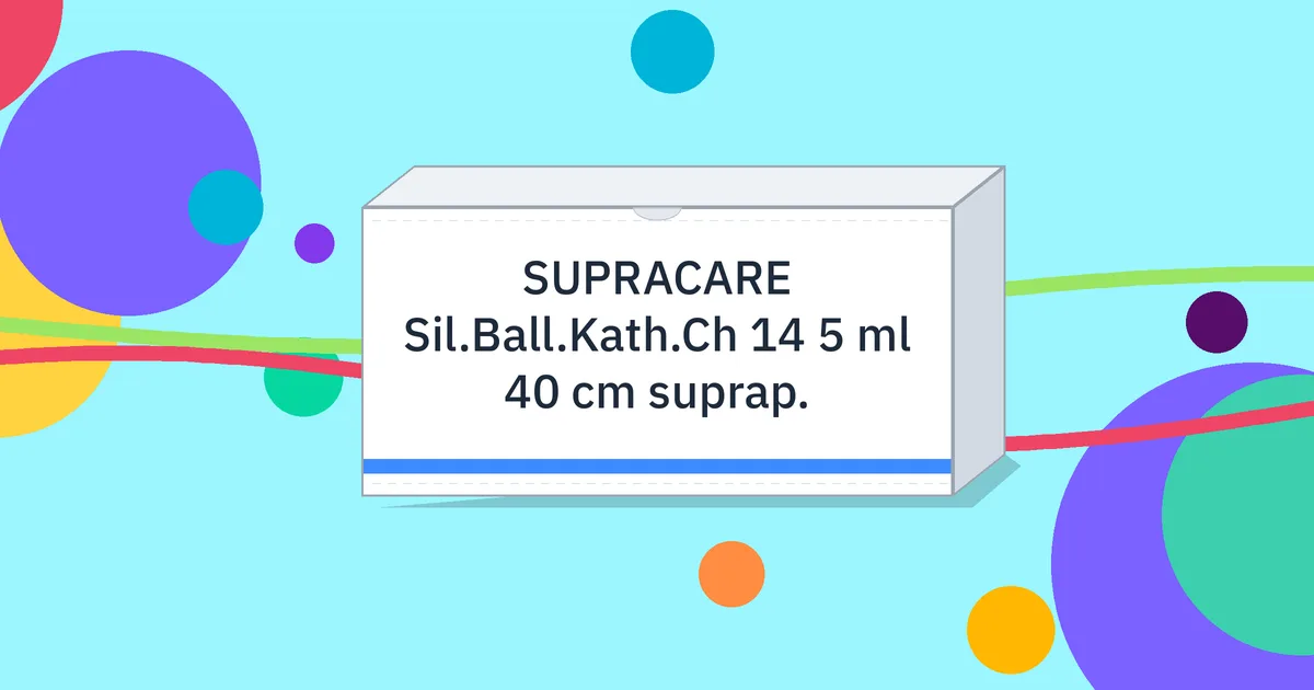Symbolbild: Packung mit der Aufschrift SUPRACARE Sil.Ball.Kath.Ch 14 5 ml 40 cm suprap. (PZN 04210556) – Verfügbarkeit und Bezug in Apotheken in Frankfurt am Main