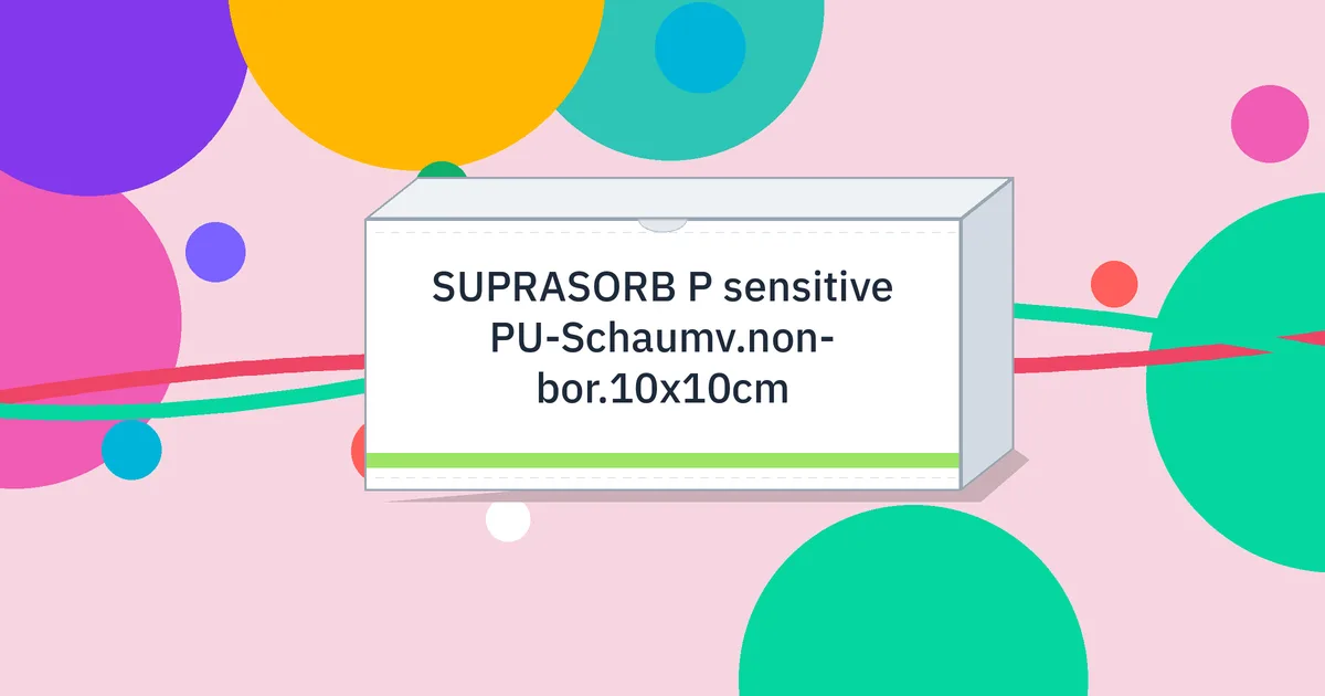 Symbolbild: Packung mit der Aufschrift SUPRASORB P sensitive PU-Schaumv.non-bor.10x10cm (PZN 16602646) – Verfügbarkeit und Bezug in Apotheken in Frankfurt am Main