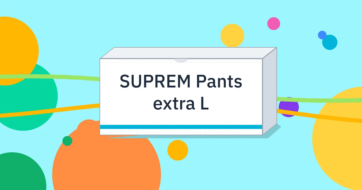 Symbolbild: Packung mit der Aufschrift SUPREM Pants extra L (PZN 06765695) – Verfügbarkeit und Bezug in Apotheken in Frankfurt am Main
