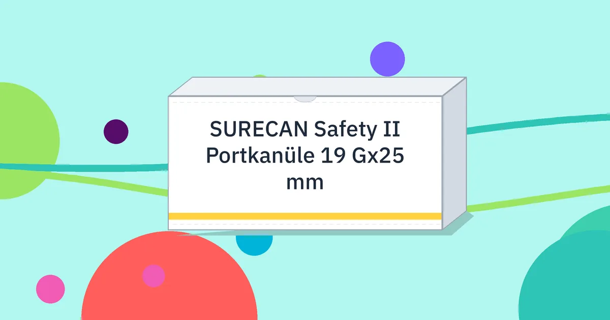 Symbolbild: Packung mit der Aufschrift SURECAN Safety II Portkanüle 19 Gx25 mm (PZN 07799791) – Verfügbarkeit und Bezug in Apotheken in Frankfurt am Main
