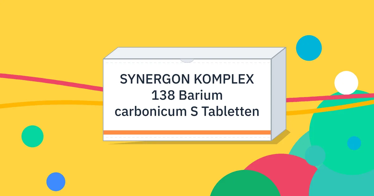 Symbolbild: Packung mit der Aufschrift SYNERGON KOMPLEX 138 Barium carbonicum S Tabletten (PZN 18387382) – Verfügbarkeit und Bezug in Apotheken in Frankfurt am Main