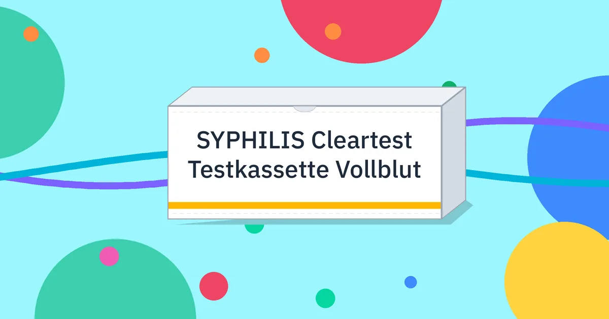 Symbolbild: Packung mit der Aufschrift SYPHILIS Cleartest Testkassette Vollblut (PZN 00524134) – Verfügbarkeit und Bezug in Apotheken in Frankfurt am Main