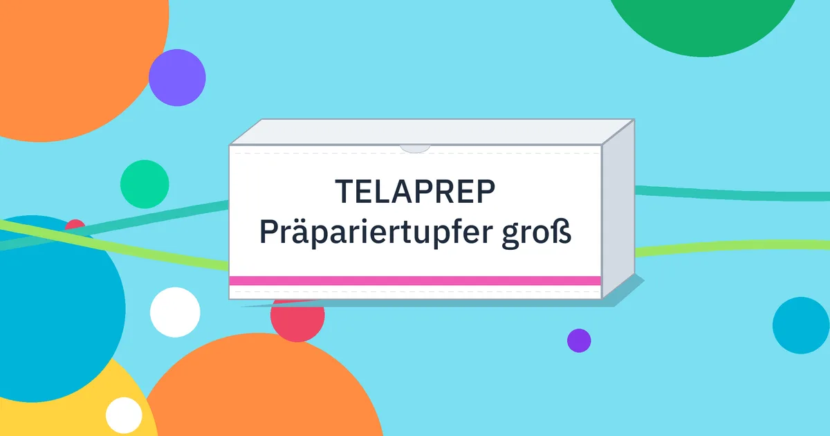 Symbolbild: Packung mit der Aufschrift TELAPREP Präpariertupfer groß (PZN 19890120) – Verfügbarkeit und Bezug in Apotheken in Frankfurt am Main