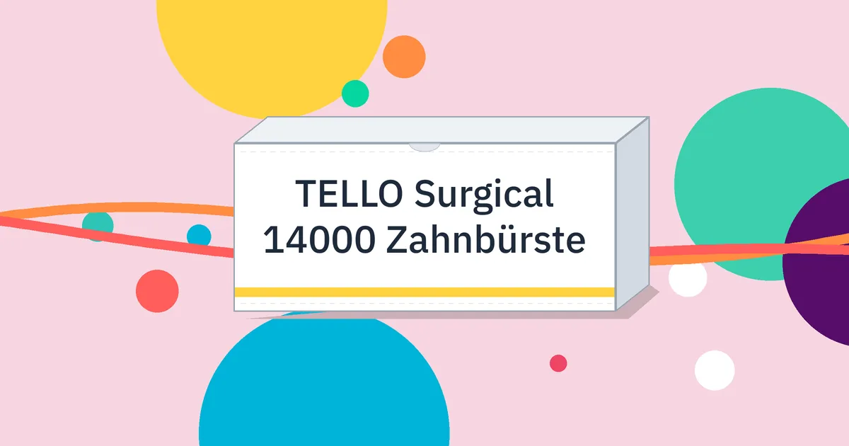 Symbolbild: Packung mit der Aufschrift TELLO Surgical 14000 Zahnbürste (PZN 16614402) – Verfügbarkeit und Bezug in Apotheken in Frankfurt am Main
