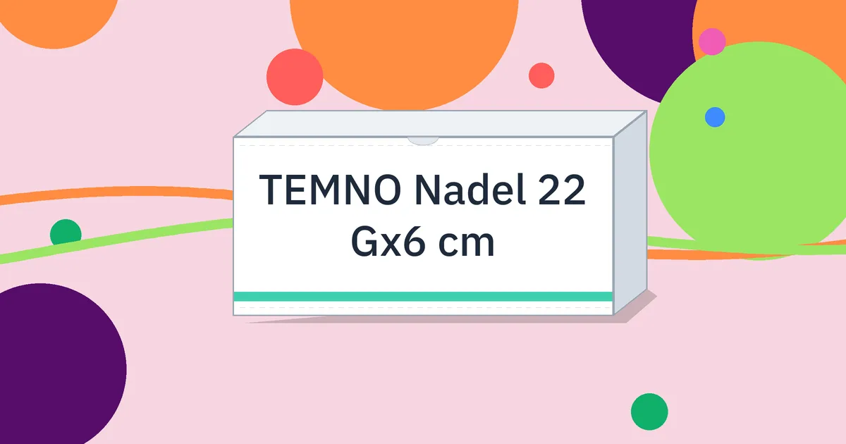 Symbolbild: Packung mit der Aufschrift TEMNO Nadel 22 Gx6 cm (PZN 18764809) – Verfügbarkeit und Bezug in Apotheken in Frankfurt am Main