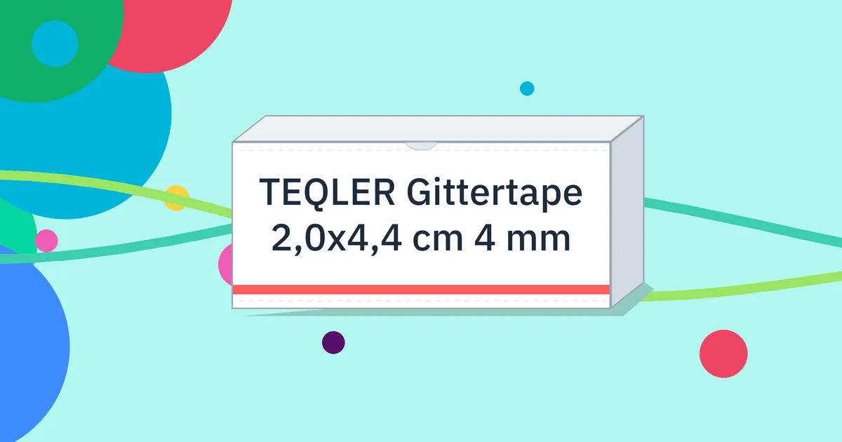 Symbolbild: Packung mit der Aufschrift TEQLER Gittertape 2,0x4,4 cm 4 mm (PZN 18831345) – Verfügbarkeit und Bezug in Apotheken in Frankfurt am Main