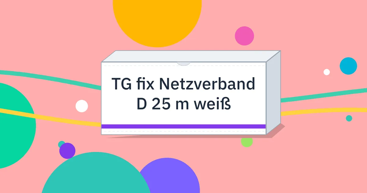 Symbolbild: Packung mit der Aufschrift TG fix Netzverband D 25 m weiß (PZN 19763083) – Verfügbarkeit und Bezug in Apotheken in Frankfurt am Main
