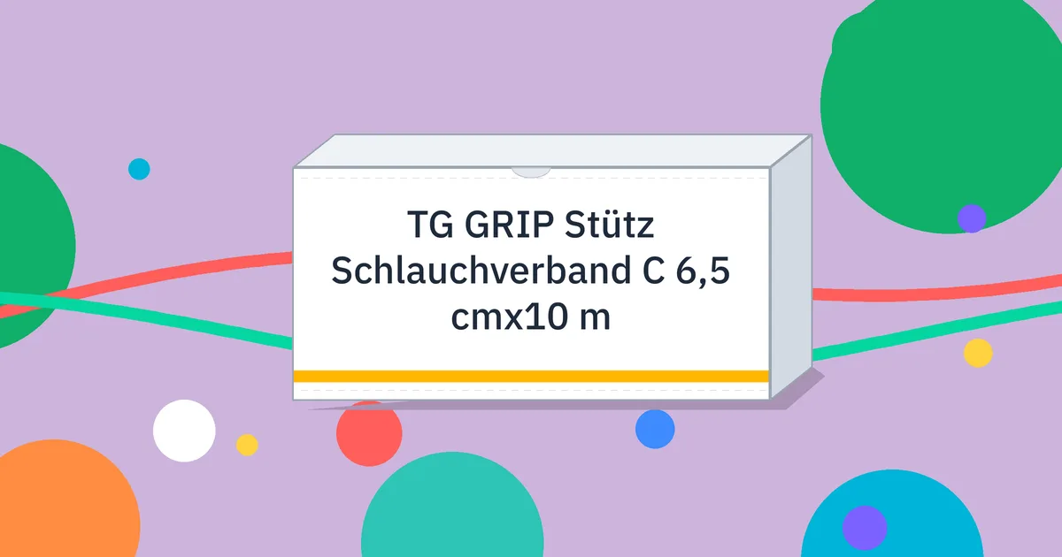 Symbolbild: Packung mit der Aufschrift TG GRIP Stütz Schlauchverband C 6,5 cmx10 m (PZN 01309389) – Verfügbarkeit und Bezug in Apotheken in Frankfurt am Main