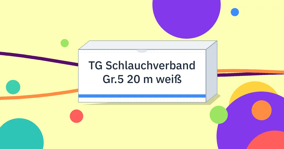 Symbolbild: Packung mit der Aufschrift TG Schlauchverband Gr.5 20 m weiß (PZN 17833945) – Verfügbarkeit und Bezug in Apotheken in Frankfurt am Main