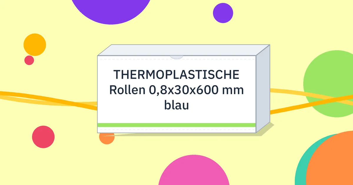 Symbolbild: Packung mit der Aufschrift THERMOPLASTISCHE Rollen 0,8x30x600 mm blau (PZN 11550264) – Verfügbarkeit und Bezug in Apotheken in Frankfurt am Main