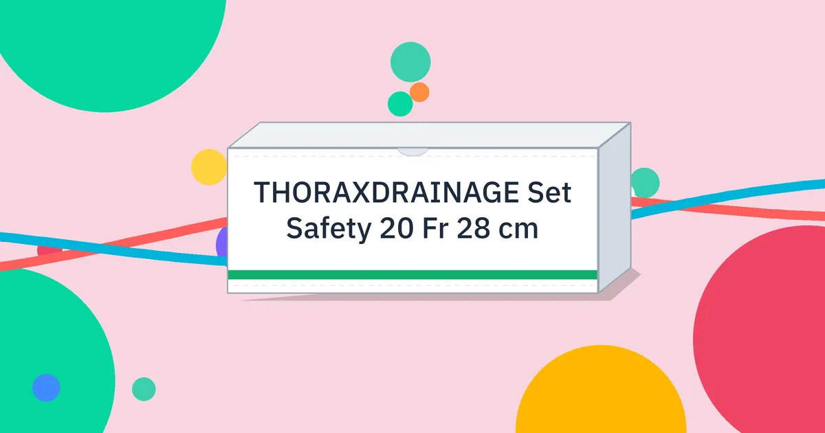 Symbolbild: Packung mit der Aufschrift THORAXDRAINAGE Set Safety 20 Fr 28 cm (PZN 13914612) – Verfügbarkeit und Bezug in Apotheken in Frankfurt am Main