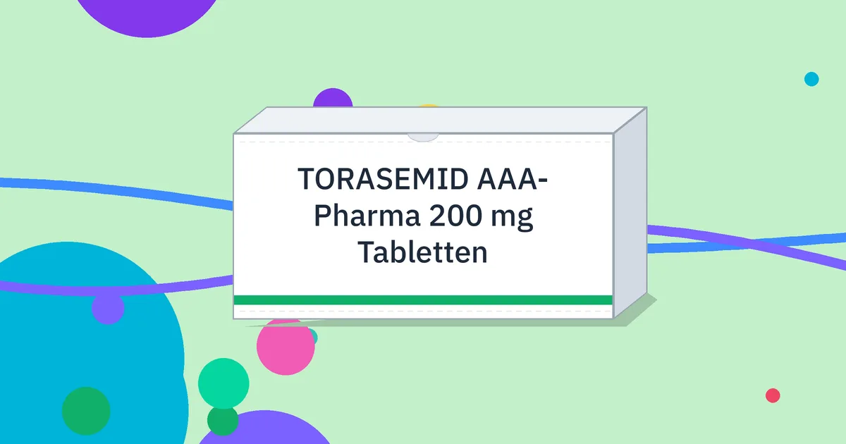 Symbolbild: Packung mit der Aufschrift TORASEMID AAA-Pharma 200 mg Tabletten (PZN 02616366) – Verfügbarkeit und Bezug in Apotheken in Frankfurt am Main