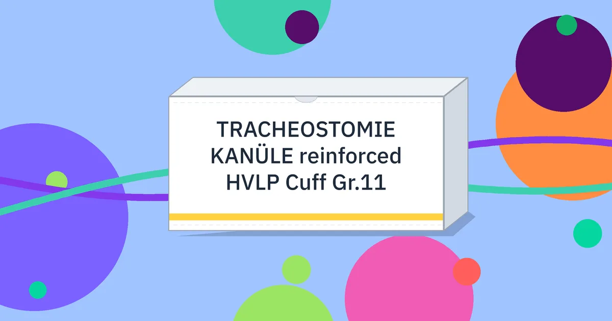 Symbolbild: Packung mit der Aufschrift TRACHEOSTOMIE KANÜLE reinforced HVLP Cuff Gr.11 (PZN 09224132) – Verfügbarkeit und Bezug in Apotheken in Frankfurt am Main