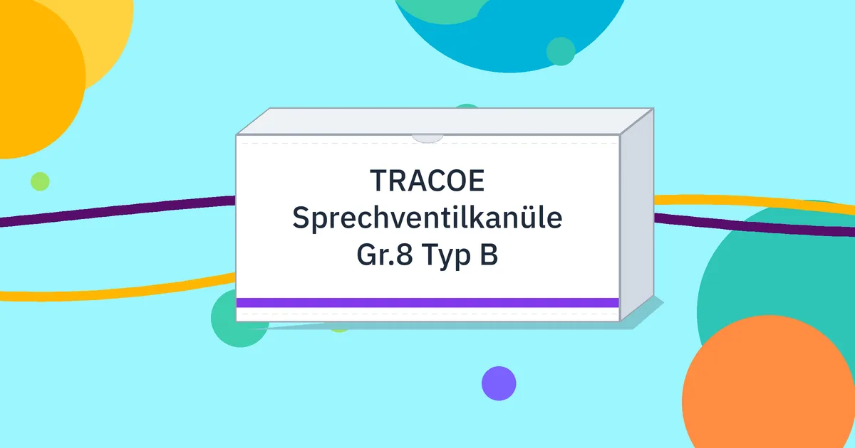 Symbolbild: Packung mit der Aufschrift TRACOE Sprechventilkanüle Gr.8 Typ B (PZN 07483510) – Verfügbarkeit und Bezug in Apotheken in Frankfurt am Main