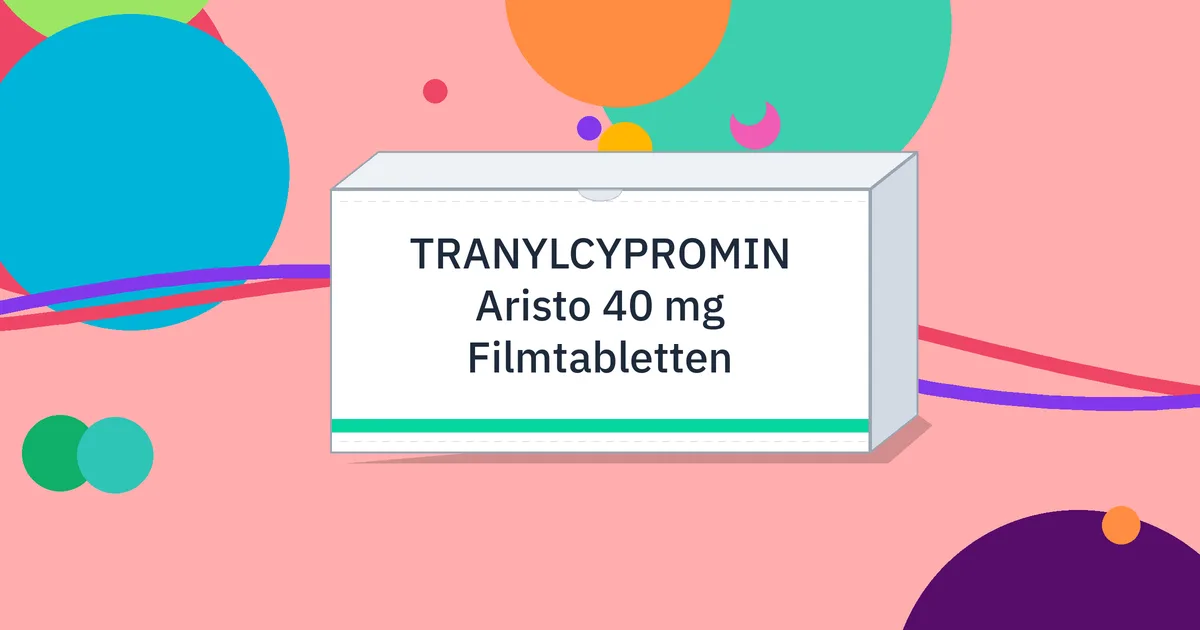 Symbolbild: Packung mit der Aufschrift TRANYLCYPROMIN Aristo 40 mg Filmtabletten (PZN 15194926) – Verfügbarkeit und Bezug in Apotheken in Frankfurt am Main