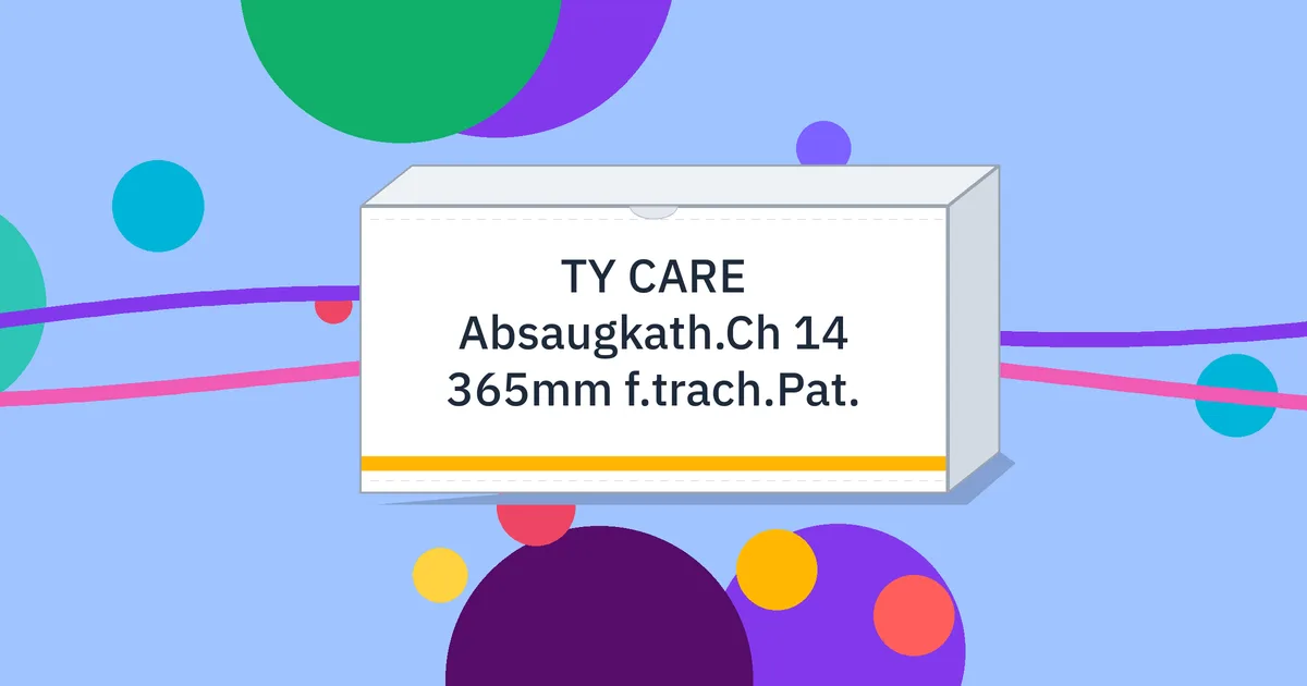 Symbolbild: Packung mit der Aufschrift TY CARE Absaugkath.Ch 14 365mm f.trach.Pat. (PZN 00812212) – Verfügbarkeit und Bezug in Apotheken in Frankfurt am Main
