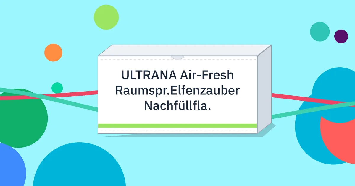 Symbolbild: Packung mit der Aufschrift ULTRANA Air-Fresh Raumspr.Elfenzauber Nachfüllfla. (PZN 15629436) – Verfügbarkeit und Bezug in Apotheken in Frankfurt am Main