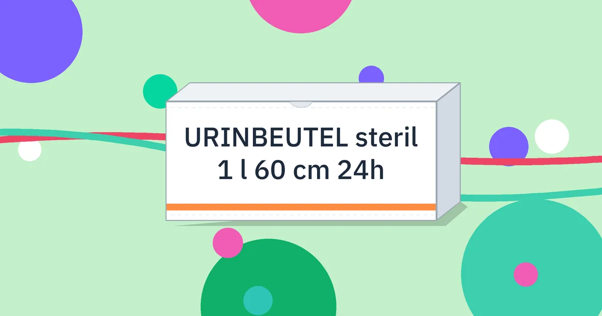 Symbolbild: Packung mit der Aufschrift URINBEUTEL steril 1 l 60 cm 24h (PZN 03003051) – Verfügbarkeit und Bezug in Apotheken in Frankfurt am Main