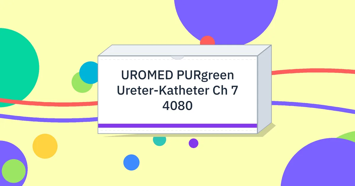 Symbolbild: Packung mit der Aufschrift UROMED PURgreen Ureter-Katheter Ch 7 4080 (PZN 01990105) – Verfügbarkeit und Bezug in Apotheken in Frankfurt am Main