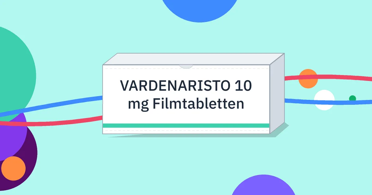 Symbolbild: Packung mit der Aufschrift VARDENARISTO 10 mg Filmtabletten (PZN 14131504) – Verfügbarkeit und Bezug in Apotheken in Frankfurt am Main