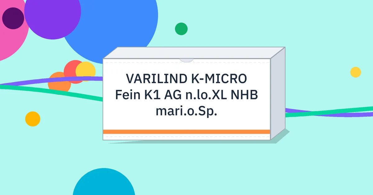 Symbolbild: Packung mit der Aufschrift VARILIND K-MICRO Fein K1 AG n.lo.XL NHB mari.o.Sp. (PZN 20554999) – Verfügbarkeit und Bezug in Apotheken in Frankfurt am Main