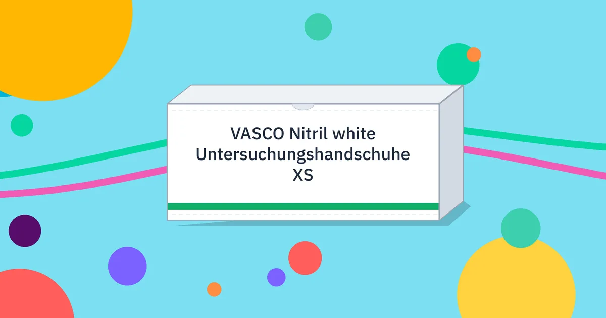 Symbolbild: Packung mit der Aufschrift VASCO Nitril white Untersuchungshandschuhe XS (PZN 07789321) – Verfügbarkeit und Bezug in Apotheken in Frankfurt am Main