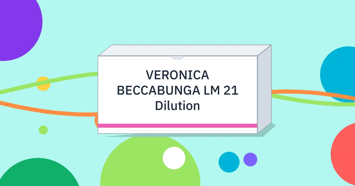 Symbolbild: Packung mit der Aufschrift VERONICA BECCABUNGA LM 21 Dilution (PZN 13269198) – Verfügbarkeit und Bezug in Apotheken in Frankfurt am Main