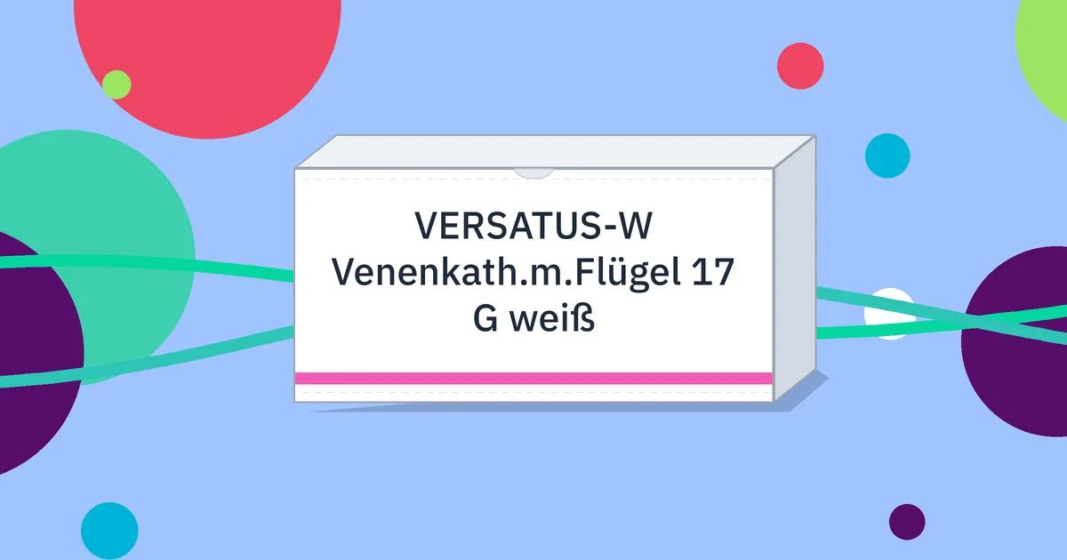 Symbolbild: Packung mit der Aufschrift VERSATUS-W Venenkath.m.Flügel 17 G weiß (PZN 01173814) – Verfügbarkeit und Bezug in Apotheken in Frankfurt am Main