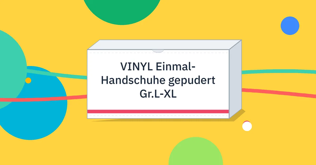Symbolbild: Packung mit der Aufschrift VINYL Einmal-Handschuhe gepudert Gr.L-XL (PZN 03628408) – Verfügbarkeit und Bezug in Apotheken in Frankfurt am Main