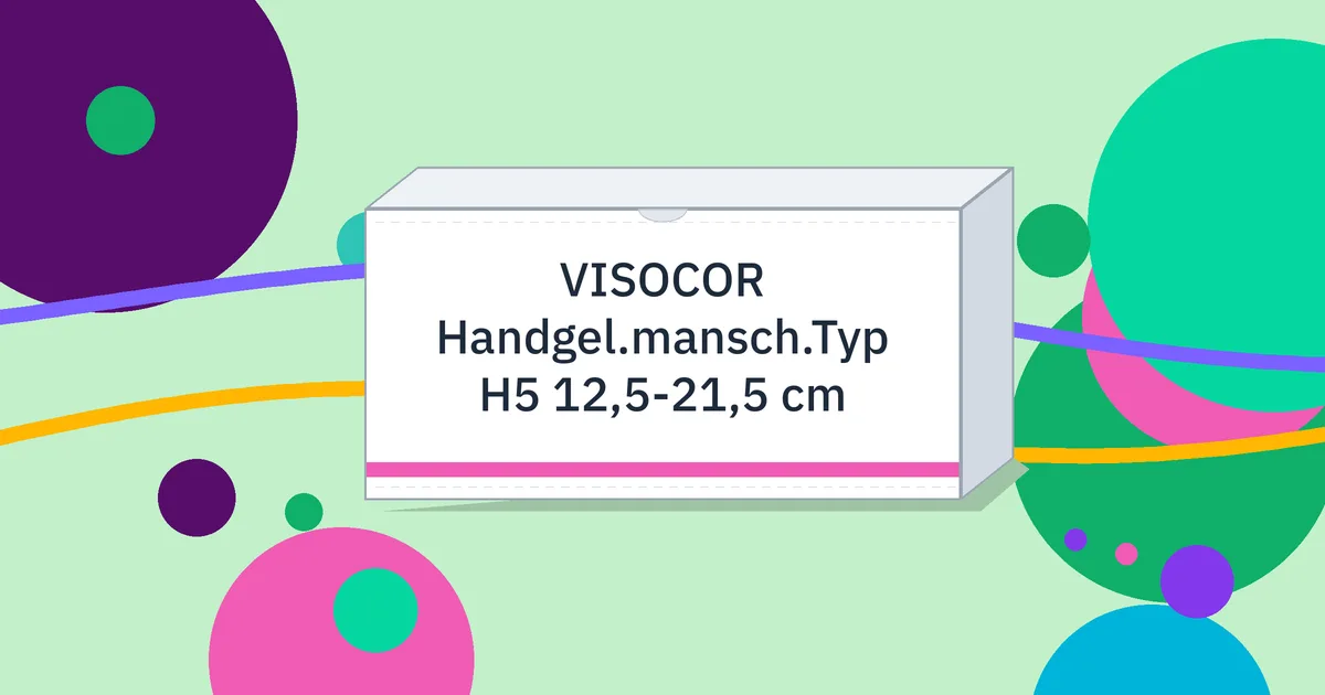 Symbolbild: Packung mit der Aufschrift VISOCOR Handgel.mansch.Typ H5 12,5-21,5 cm (PZN 09101582) – Verfügbarkeit und Bezug in Apotheken in Frankfurt am Main