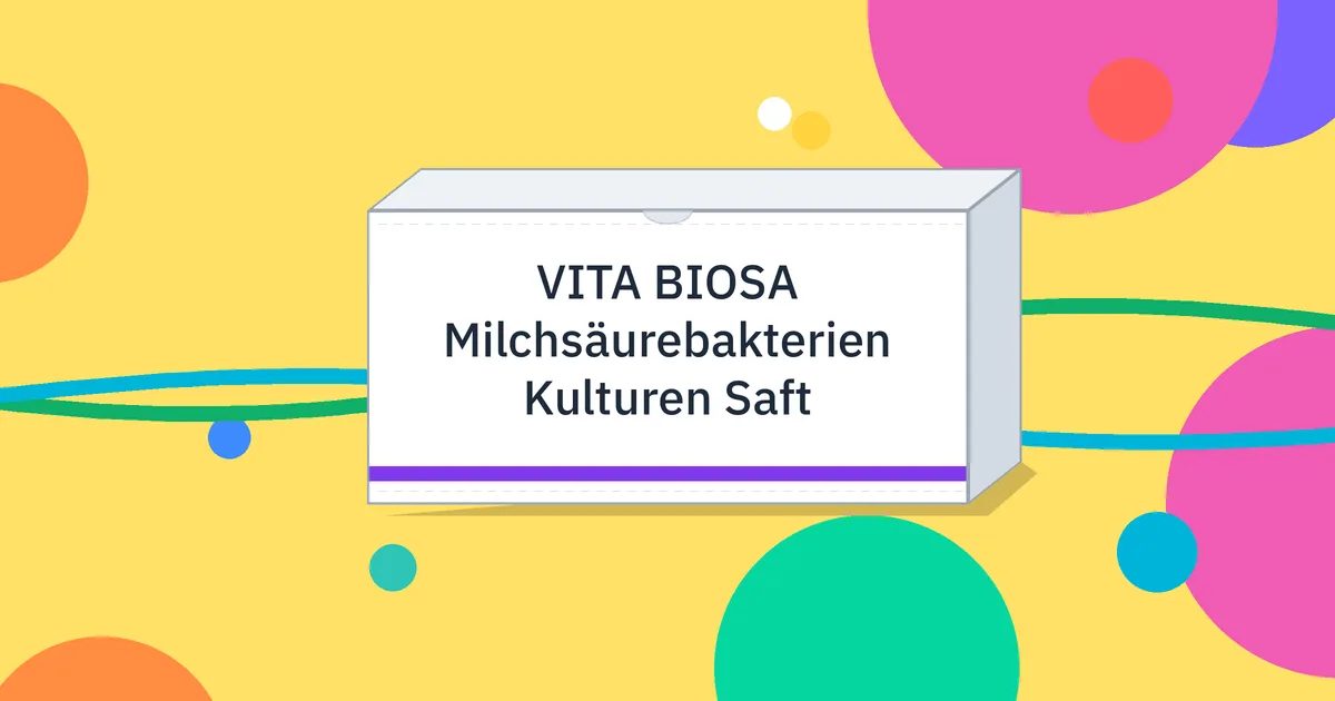 Symbolbild: Packung mit der Aufschrift VITA BIOSA Milchsäurebakterien Kulturen Saft (PZN 00820192) – Verfügbarkeit und Bezug in Apotheken in Frankfurt am Main