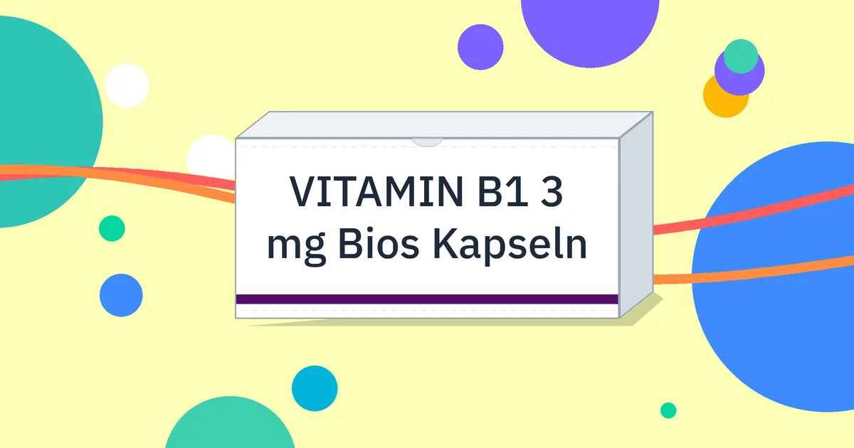 Symbolbild: Packung mit der Aufschrift VITAMIN B1 3 mg Bios Kapseln (PZN 06054729) – Verfügbarkeit und Bezug in Apotheken in Frankfurt am Main