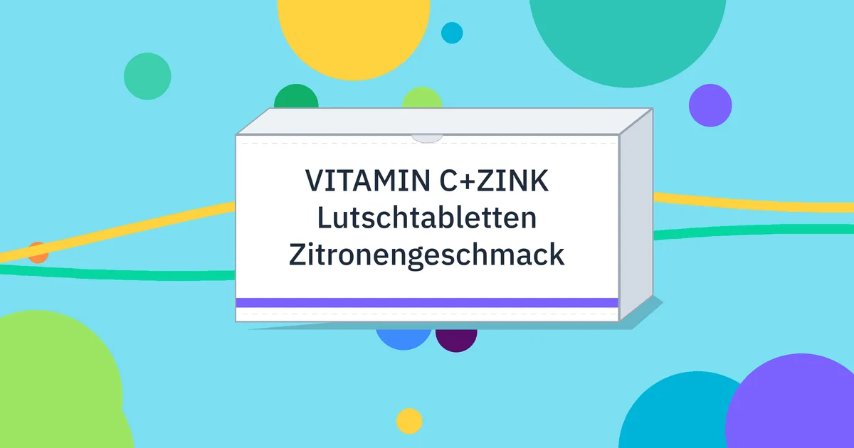 Symbolbild: Packung mit der Aufschrift VITAMIN C+ZINK Lutschtabletten Zitronengeschmack (PZN 15815357) – Verfügbarkeit und Bezug in Apotheken in Frankfurt am Main