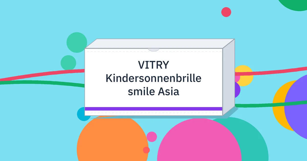 Symbolbild: Packung mit der Aufschrift VITRY Kindersonnenbrille smile Asia (PZN 18452961) – Verfügbarkeit und Bezug in Apotheken in Frankfurt am Main
