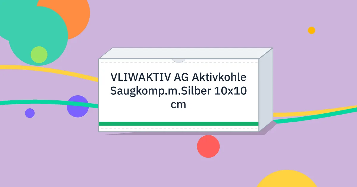 Symbolbild: Packung mit der Aufschrift VLIWAKTIV AG Aktivkohle Saugkomp.m.Silber 10x10 cm (PZN 16666557) – Verfügbarkeit und Bezug in Apotheken in Frankfurt am Main