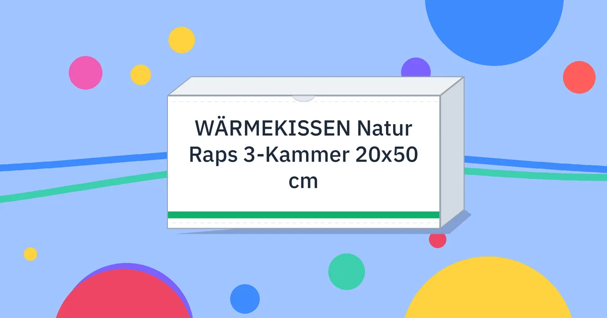 Symbolbild: Packung mit der Aufschrift WÄRMEKISSEN Natur Raps 3-Kammer 20x50 cm (PZN 13716740) – Verfügbarkeit und Bezug in Apotheken in Frankfurt am Main