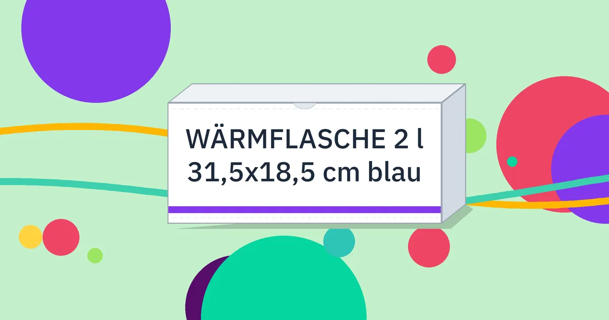 Symbolbild: Packung mit der Aufschrift WÄRMFLASCHE 2 l 31,5x18,5 cm blau (PZN 16326436) – Verfügbarkeit und Bezug in Apotheken in Frankfurt am Main
