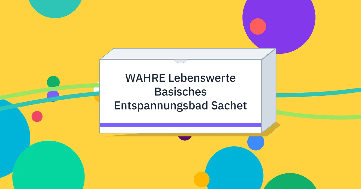 Symbolbild: Packung mit der Aufschrift WAHRE Lebenswerte Basisches Entspannungsbad Sachet (PZN 20646632) – Verfügbarkeit und Bezug in Apotheken in Frankfurt am Main