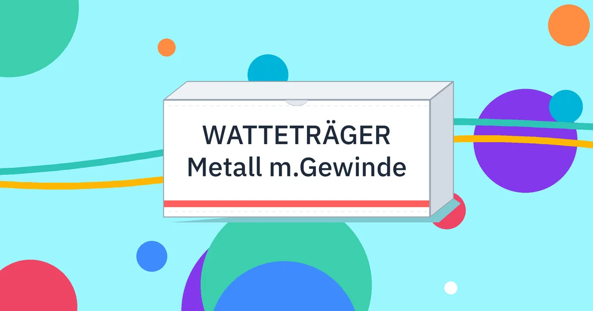 Symbolbild: Packung mit der Aufschrift WATTETRÄGER Metall m.Gewinde (PZN 04866587) – Verfügbarkeit und Bezug in Apotheken in Frankfurt am Main
