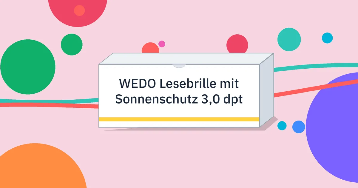 Symbolbild: Packung mit der Aufschrift WEDO Lesebrille mit Sonnenschutz 3,0 dpt (PZN 13568469) – Verfügbarkeit und Bezug in Apotheken in Frankfurt am Main