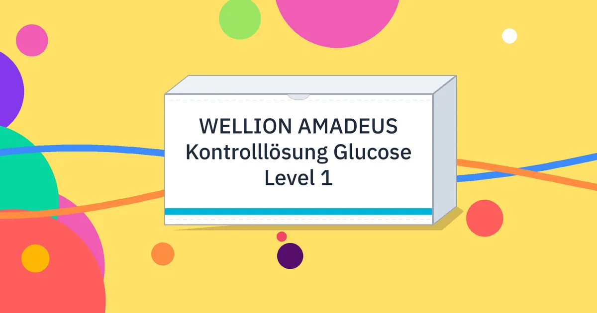 Symbolbild: Packung mit der Aufschrift WELLION AMADEUS Kontrolllösung Glucose Level 1 (PZN 19776542) – Verfügbarkeit und Bezug in Apotheken in Frankfurt am Main
