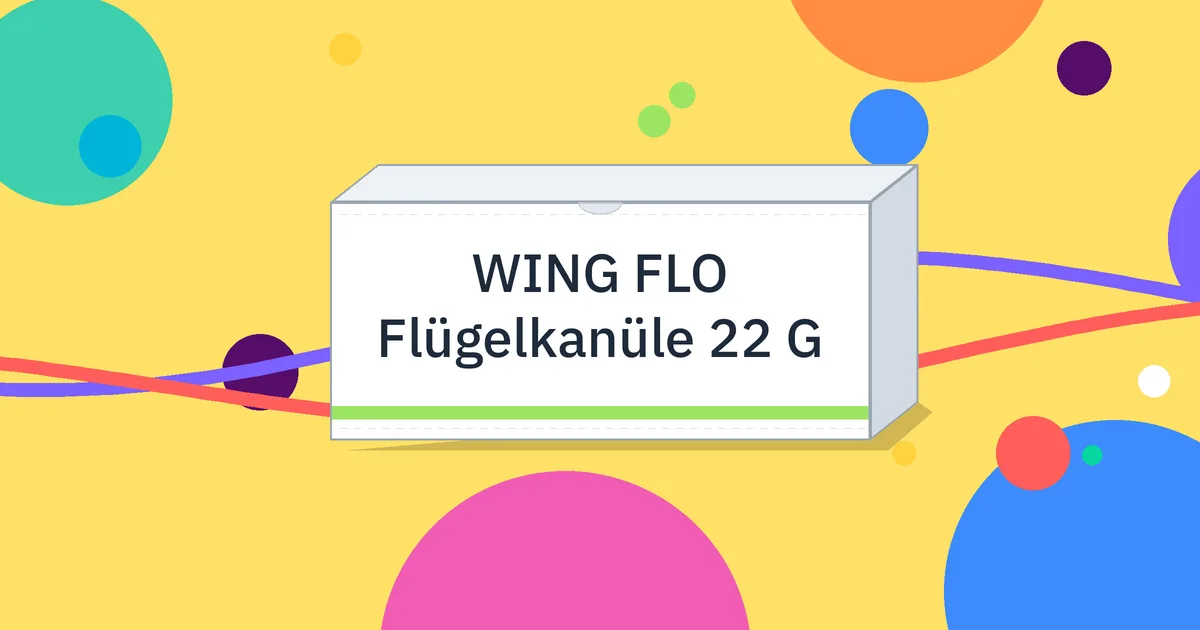 Symbolbild: Packung mit der Aufschrift WING FLO Flügelkanüle 22 G (PZN 01106338) – Verfügbarkeit und Bezug in Apotheken in Frankfurt am Main