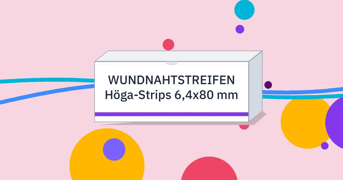 Symbolbild: Packung mit der Aufschrift WUNDNAHTSTREIFEN Höga-Strips 6,4x80 mm (PZN 02469155) – Verfügbarkeit und Bezug in Apotheken in Frankfurt am Main
