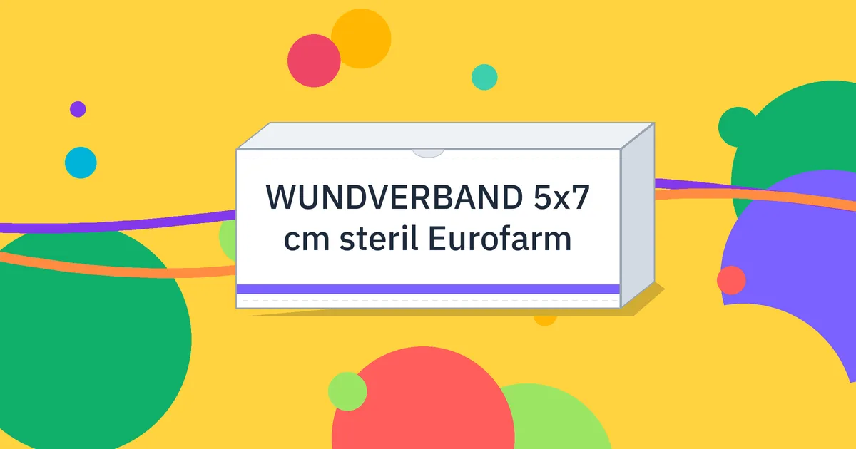 Symbolbild: Packung mit der Aufschrift WUNDVERBAND 5x7 cm steril Eurofarm (PZN 20717585) – Verfügbarkeit und Bezug in Apotheken in Frankfurt am Main